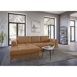 Sit & More sit&more Ecksofa &raquo;Bendigo L-Form&laquo; inklusive Sitztiefenverstellung, Bodenfreiheit 15 cm, 2 Fu&szlig;farben braun B/H/T: 284cm x 87cm x 175cm, NaturLEDER ,
