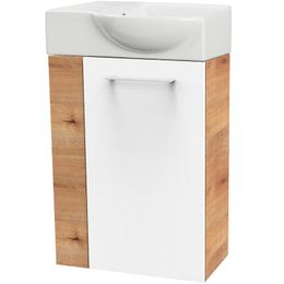 Fackelmann Waschtisch &raquo;SBC&laquo; Set, bestehend aus Becken und Unterbau, Breite ca. 45 cm braun Holzwerkstoff, Keramik B/H/T: 45,5cm x 70,5cm x 32cm