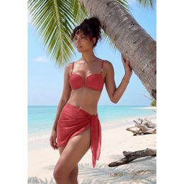 Buffalo Damen Strandrock &raquo;aus leicht transparenter Chiffonware&laquo; Pareo, kurzer Wickelrock, Beach Cover-up rot 1