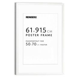 Reinders Bilderrahmen &raquo;Bilderrahmen Poster 61x91,5 oder 50x70&laquo; f&uuml;r 1 Bilder Wohnzimmer - Wei&szlig; - MDF - 64,5x95 cm wei&szlig; B/H/T: 64,5cm x 95cm x 2cm, Wei&szlig;