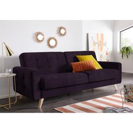 exxpo - sofa fashion 3-Sitzer &raquo;Nappa, kompakt, bequem, zeitloses Design, Breite 222cm, L-Form&laquo; tolle Detailverarbeitung lila Samtvelours (100% 