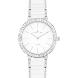 Jacques Lemans Damen Quarzuhr &raquo;Monaco&laquo; Armbanduhr, Damenuhr, Keramik, analog wei&szlig; Einheitsgr&ouml;&szlig;e