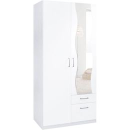 Priess Kleiderschrank wei&szlig; Holzwerkstoff B/H/T: 94cm x 193cm x 54cm, Schubladen: 2 Stk. 2-t&uuml;rig