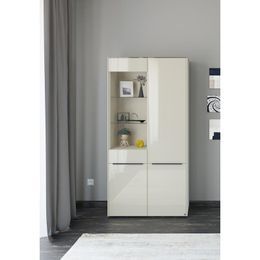 set one by Musterring Standvitrine &raquo;Reno&laquo; 1 Stk. tlg. Mit Gleitern und in verschiedenen Farben erh&auml;ltlich beige Glas, Holzwerkstoff kaschmirmatt lack,