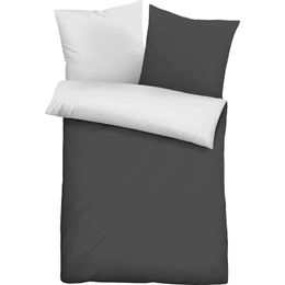Bettw&auml;sche &raquo;0560500&laquo; 2 Stk. Microfaser-Satin,2 teilig, pflegeleichte Bettw&auml;sche mit Rei&szlig;verschluss schwarz Microfaser, Obermaterial: 100% Polyester B/