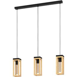 Eglo H&auml;ngeleuchte &raquo;NAFFERTON&laquo; E27 1 Stk. H&auml;ngeleuchte in schwarz und braun aus Stahl, Holz - exkl. E27 - 40W braun H: 110cm, 1 Stk.