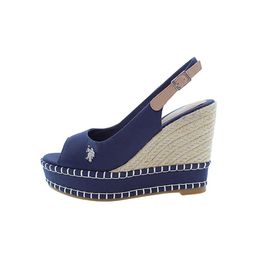 U.S. Polo Assn. U.S. Polo Keilsandaletten "Aylin" in Dunkelblau/ Beige - 44% | Gr&ouml;&szlig;e 38 | Damen-sandalen