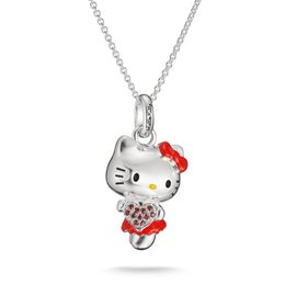 Thomas Sabo Damen Thomas Sabo Kette mit Anh&auml;nger &raquo;Thomas Sabo Hello Kitty Kette mit Herz&laquo; mit Zirkonia (synth.) - Emaille 50, Metall