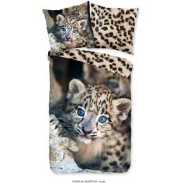 PURE luxury collection Kinderbettw&auml;sche &raquo;Mascha&laquo; 2 Stk. Mikrofaser, 135x200, Pflegeleicht, Rei&szlig;verschluss, Wende Kind, Leopard beige Microfaser, 