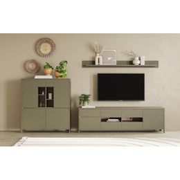 Home Affaire Wohnwand &raquo;Stranda, moderne Anbauwand, Komplettset im Scandi-Style&laquo; 3 Stk. tlg. gr&uuml;n Holzwerkstoff B/H/T: 319cmcm