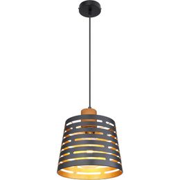 Globo LIGHTING H&auml;ngeleuchte &raquo;ABLONA&laquo; E27 1 Stk. H&auml;ngelampe/Pendelleuchte/Holz/goldfarben/H&ouml;he k&uuml;rzbar &Oslash; 25cm H: 22cm, 1 Stk.
