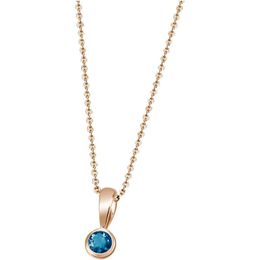 Firetti Damen Kette mit Anh&auml;nger &raquo;Schmuck Geschenk Gold 375 Gold 585 Halsschmuck Halskette Solit&auml;r&laquo; mit unterschiedlichen Edelsteinen blau Ros&eacute;gold 