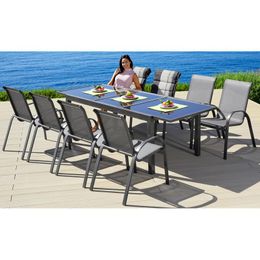 Merxx Garten-Essgruppe &raquo;Amalfi&laquo; 8 Stapelsessel, 1 Ausziehtisch 180(240)x100 cm, OTTOs Choice, 9 Stk. tlg. pulverbeschichtetes Aluminium, 100 % 