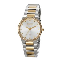 Regent Uhren Regent Damen Quarzuhr Armbanduhr, Damenuhr, Edelstahlarmband, analog, Tag, Glassteine gold Einheitsgr&ouml;&szlig;e