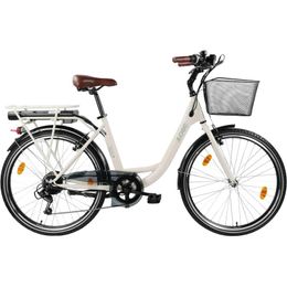 Llobe Unisex Llobe &raquo;City E-Bike 26" Mando beige&laquo; 6 Gang Shimano Tourney Schaltwerk Kettenschaltung Heckmotor 250 W 46cm, 26 Zoll (66,04cm)