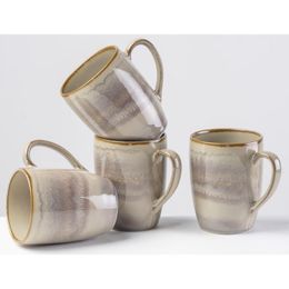 gipfelst&uuml;ck Becher &raquo;Nebelwald&laquo; Scandi-Style, Reaktivglasur, jedes St&uuml;ck ein Unikat, 4-teilig beige Steinzeug 275ml, 4 Stk.