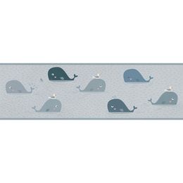 A.S. Cr&eacute;ation Bord&uuml;re &raquo;Floating Friends&laquo; Motiv abstrakt naturalistisch glatt Papier Wand Schr&auml;ge T&uuml;r Borte Wohnzimmer Schlafzimmer K&uuml;che Design grau Papier B/L: 
