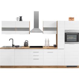 KOCHSTATION K&uuml;chenzeile &raquo;KS-Luhe&laquo; 330 cm breit, wahlweise mit oder ohne E-Ger&auml;ten, gefr&auml;ste MDF-Fronten wei&szlig; B/H/T: 330cm x 60cm, ohne E-Ger&auml;te