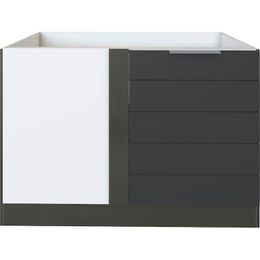 KOCHSTATION Eckunterschrank &raquo;KS-Luhe&laquo; 120 cm breit, hochwertige MDF-Fronten mit waagerechter Lisene grau MDF graphit, B/H/T: 120cm x 82cm x 60cm, 
