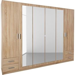 Rauch Dreht&uuml;renschrank &raquo;Dreht&uuml;renschrank Schrank Garderobe W&auml;scheschrank Schlafzimmer FLEXX&laquo; mit 4 Schubk&auml;sten braun Holzwerkstoff B/H/T: 270cm x 