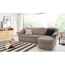 DOMO collection Ecksofa &raquo;Pegnitz, elegante R&uuml;ckensteppung, kompakte Stellma&szlig;e 238/141cm, L-Form&laquo; wahlweise mit Bettfunktion braun 100% Polyester B/H/T