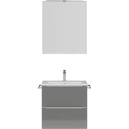 Nobilia Badm&ouml;bel-Set &raquo;Levere&laquo; vormontiert, mit Soft-Close, 2 Stk. tlg. grau B/H/T: 61cmcm x 169cmcm x 48,7cmcm, Griffe chrom