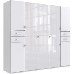 wimex Dreht&uuml;renschrank &raquo;Danzig&laquo; mit Schubladen auf bequemer H&ouml;he, mit Glast&uuml;ren wei&szlig; Holzwerkstoff B/H/T: 225cm x 208cm x 58cm, Schubladen: 4 Stk. T&uuml;ren: 7 