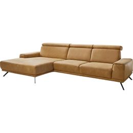 Die PlanBar Ecksofa &raquo;PN-EM22041 L-Form&laquo; wahlweise motorisches Canape oder Sitztiefenverstellung gelb B/H/T: 335cm x 89cm x 188cm, Anilinleder Stoff, 