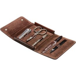 ERBE&reg; Erbe Unisex ERBE Manik&uuml;re-Etui &raquo;Houston&laquo; Hochwertiges Etui mit eleganten Kontrastn&auml;hten braun B/H/T: 105mm x 90mm x 25mm 5 Stk.