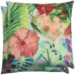 GO-DE Dekokissen &raquo;Klara&laquo; 2er Set gr&uuml;n Baumwolle B/L: 48cm x 48cm, 2 Stk.