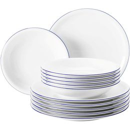 Seltmann Weiden Tafelservice &raquo;Geschirr-Set, Compact Blaurand, 12 Teile&laquo; Geschirr, Teller Set, Speiseteller, Suppenteller, Made in Germany wei&szlig; Porzellan 12 Stk.
