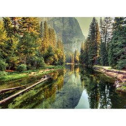 Livingwalls living walls Fototapete &raquo;Designwalls Mountain River&laquo; glatt Vlies, Wand, Schr&auml;ge, Decke gr&uuml;n Vlies B/L: 3,5m x 2,55m
