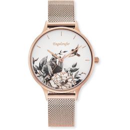 Engelsrufer Damen Quarzuhr &raquo;Flower&laquo; Armbanduhr, Damenuhr, Edelstahlarmband, analog rosa Einheitsgr&ouml;&szlig;e