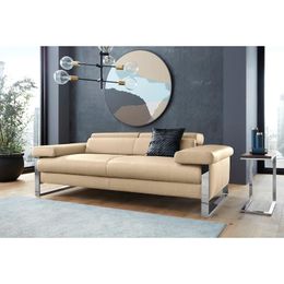 W.Schillig 2-Sitzer &raquo;finn&laquo; German Design Award 2016, Fu&szlig;gestell Chrom gl&auml;nzend, Breite 210 cm beige Flachgewebe S22 (100% Polyester);Stoff S37 (100% 