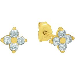 Amor Damen Paar Ohrstecker &raquo;Blume&laquo; mit Zirkonia (synth.) gold Gelbgold 375