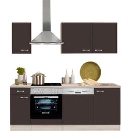 Optifit K&uuml;chenzeile &raquo;Faro&laquo; Breite 210 cm, wahlweise mit E-Ger&auml;ten, mit Arbeitsplatte grau B/H/T: 210cm x 60cm, ohne E-Ger&auml;te