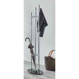 HAKU Garderobenst&auml;nder &raquo;Kleiderst&auml;nder, Standgarderobe&laquo; quadratisch - aus Metall Silber - &Oslash;/H 40/183 cm grau Einheitsgr&ouml;&szlig;e