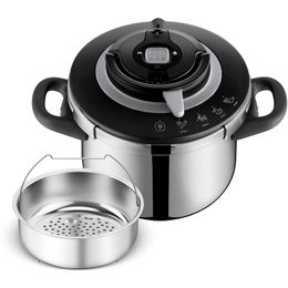 Tefal Schnellkochtopf &raquo;Clipso+ CHEF, 6 Liter Dampfkochtopf&laquo; Edelstahl grau 6 l + H&ouml;he 22,7cm