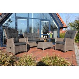 Destiny Gartenlounge-Set &raquo;CASA RELAX Sofa Set, Tisch 120x77cm, vintage grau&laquo; Set, 11 Stk. tlg. Aluminium, Polyrattan grau Aluminium, Glas, Polyrattan B/H/T: 
