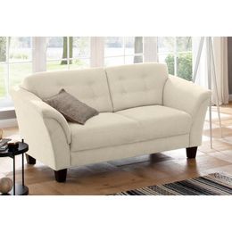 OTTO home 3-Sitzer &raquo;Trondheim&laquo; mit Federkern, Knopfheftung im R&uuml;cken, F&uuml;&szlig;e Buche beige Flachgewebe (100% Polyester);Luxus-Microfaser (90% Polyester, 