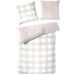 Primera Bettw&auml;sche &raquo;Basic Perkal&laquo; 3 Stk. im modernen Karodesign wei&szlig; Perkal, Obermaterial: 100% Baumwolle B/L: 200cm x 200cm, 1 Stk., 2 Stk., Perkal, B/L: 