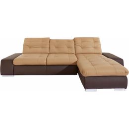 Sit & More sit&more Ecksofa &raquo;Palomino L-Form&laquo; wahlweise XL oder XXL und mit Schlaffunktion braun Kunstleder SOFTLUX /Struktur (100% Polyester);Kunstleder SOFTLUX