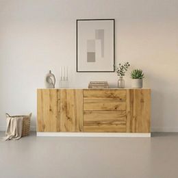 borchardt M&ouml;bel borchardt M&ouml;bel Sideboard &raquo;Vaasa, Kommode mit 3 T&uuml;ren und 4 Schubk&auml;sten auf Kugelf&uuml;hrungen&laquo; Breite 190 cm wei&szlig; Holzwerkstoff B/H/T: 190cm x 79cm x 