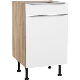 KOCHSTATION Unterschrank &raquo;KS-Aken&laquo; wei&szlig; wildeiche Nachbildung, B/H/T: 50cm x 87cm x 58,4cm