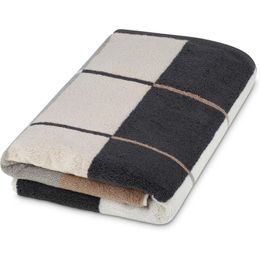 Ross Duschtuch &raquo;Three Stars 9042&laquo; 100% Baumwolle, made in Germany schwarz-wei&szlig; Frottier, Frottier B/L: 75cmx140cm, 1 Stk., Karo Streifen, 1 Duschtuch,
