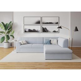 DOMO collection Ecksofa &raquo;Topper zeitlos elegant, kompakte Stellma&szlig;eL-Form&laquo; mit Ottomane, wahlweise mit Schlaffunktion blau B/H/T: 237cm x 78cm x 200cm