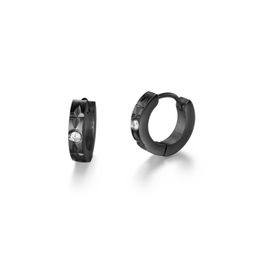 Firetti Damen Paar Creolen &raquo;Schmuck Geschenk Edelstahl Ohrschmuck Ohrringe Classic&laquo; mit Zirkonia (synth.) schwarz 13,6mm, Edelstahl