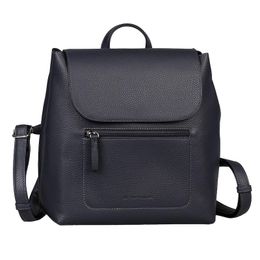 Tom Tailor Damen Tom Tailor Rucksack &raquo;Elis&laquo; aus weich gek&ouml;rntem Lederimitat und feinem Logo blau B/H/T: 25cm x 26cm x 10,5cm