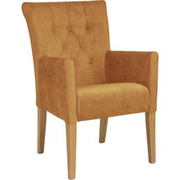Home Affaire Esszimmerstuhl &raquo;King&laquo; () Armlehnstuhl mit Knopfheftung, Polsterstuhl gold Polyester B/H/T: 60cm x 92cm x 65cm, Samtvelours