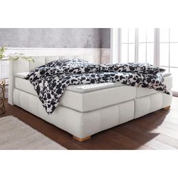 Home Affaire Boxspringbett &raquo;Chelles&laquo; inkl. Kaltschaumtopper, in 5 Breiten und 3 Matratzenarten beige Samtoptik (100% Polyester);Bezug der 